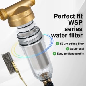 Enhon 2 Pieces Spin Down Sediment Filters Replacement Cartridge,50 μm Replacement Cartridge with Brush Compatible with ISpring FWSP50 FWSP50SL Clear Water Filter