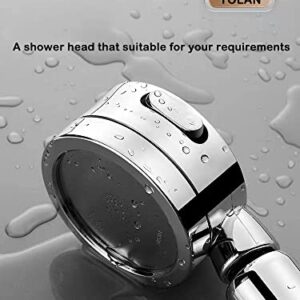 High Pressure Shower Head,360° Rotating Shower Head Holder 3 Settings with ON/OFF Switch,Drill-Free base,3 shower filters with 78" Stainless Hose shower head with handheld