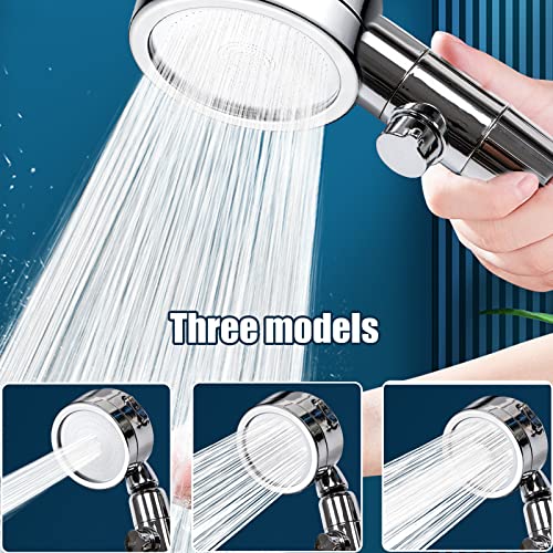 High Pressure Shower Head,360° Rotating Shower Head Holder 3 Settings with ON/OFF Switch,Drill-Free base,3 shower filters with 78" Stainless Hose shower head with handheld