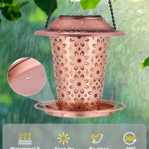 Bird Feeders for Outdoors Hanging Solar Bird Feeder Garden Lantern for Outside Patio Decoration Gift for Wild Bird Lovers Metal Easy to Clean and Fill