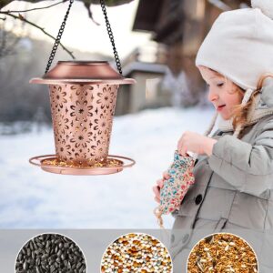 Bird Feeders for Outdoors Hanging Solar Bird Feeder Garden Lantern for Outside Patio Decoration Gift for Wild Bird Lovers Metal Easy to Clean and Fill