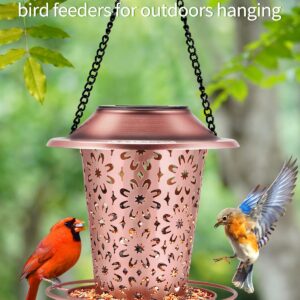 Bird Feeders for Outdoors Hanging Solar Bird Feeder Garden Lantern for Outside Patio Decoration Gift for Wild Bird Lovers Metal Easy to Clean and Fill