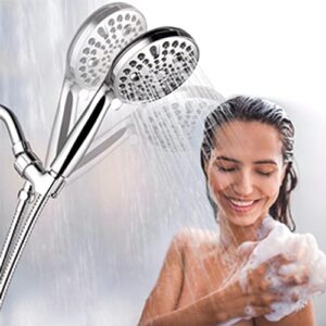 Detachable Shower head with Handheld Spray Combo, Apartment must haves High Pressure with Long Hose 10 Multifunctional Set Mode, Wall Installed Rain Showerhead, Adjustable Bracket Built-in Clean Jet