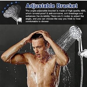 Detachable Shower head with Handheld Spray Combo, Apartment must haves High Pressure with Long Hose 10 Multifunctional Set Mode, Wall Installed Rain Showerhead, Adjustable Bracket Built-in Clean Jet