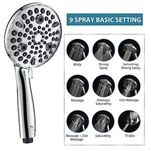 Detachable Shower head with Handheld Spray Combo, Apartment must haves High Pressure with Long Hose 10 Multifunctional Set Mode, Wall Installed Rain Showerhead, Adjustable Bracket Built-in Clean Jet