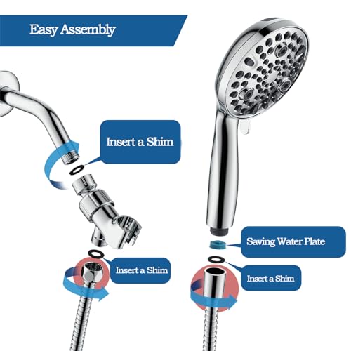 Detachable Shower head with Handheld Spray Combo, Apartment must haves High Pressure with Long Hose 10 Multifunctional Set Mode, Wall Installed Rain Showerhead, Adjustable Bracket Built-in Clean Jet