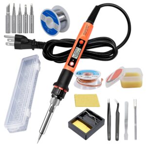 huasoet digital soldering iron 80w 110v, lcd display portable electric solder iron, sautering gun kit for electronics - auto sleep, fast heating, adjustable temperature