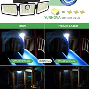 YUNNOVA Solar Outdoor Lights - Motion Sensor Outdoor Lights with 3 Heads Reflector Wireless Illumination Security Flood Lights with 270° Wide Angle,IP65 Waterproof,Wall Light for Garden Patio Garage