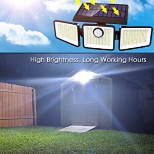 YUNNOVA Solar Outdoor Lights - Motion Sensor Outdoor Lights with 3 Heads Reflector Wireless Illumination Security Flood Lights with 270° Wide Angle,IP65 Waterproof,Wall Light for Garden Patio Garage