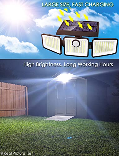 YUNNOVA Solar Outdoor Lights - Motion Sensor Outdoor Lights with 3 Heads Reflector Wireless Illumination Security Flood Lights with 270° Wide Angle,IP65 Waterproof,Wall Light for Garden Patio Garage