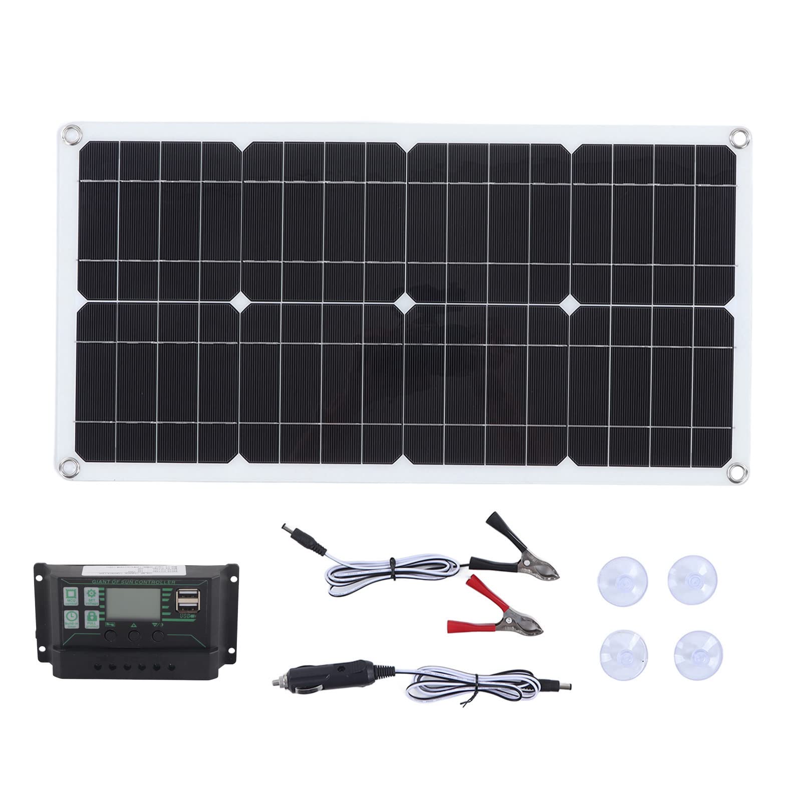 Solar Battery, 250W Monocrystalline Solar Panel Kit with 10A Charge Controller Dual USB Ports for RV Car Boat Battery Charging