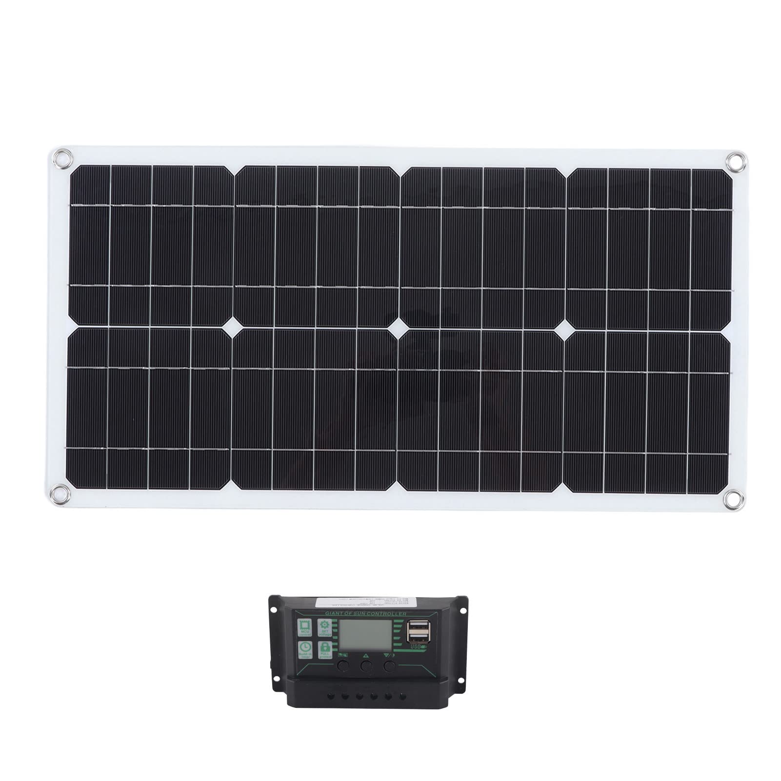 Solar Battery, 250W Monocrystalline Solar Panel Kit with 10A Charge Controller Dual USB Ports for RV Car Boat Battery Charging