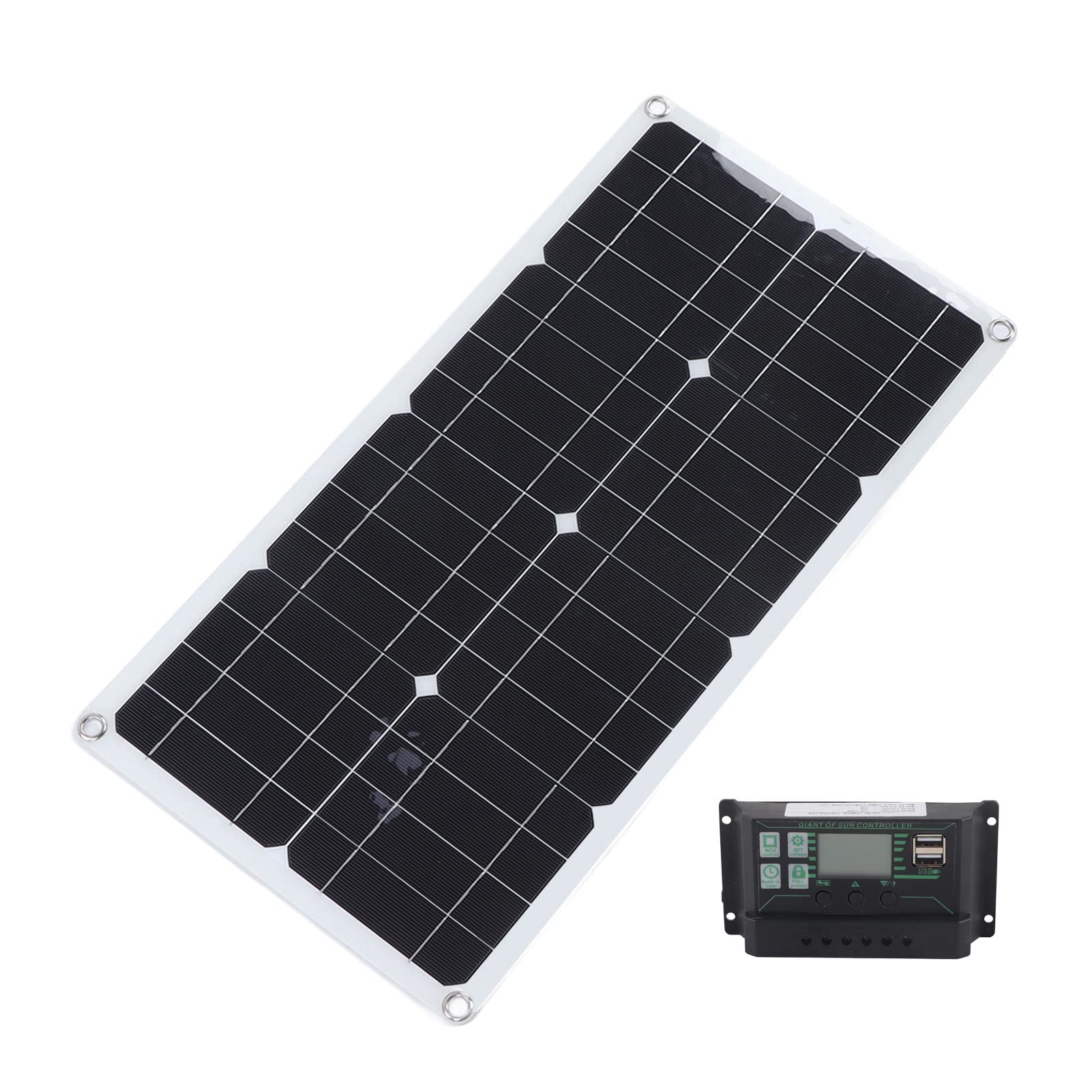 Solar Battery, 250W Monocrystalline Solar Panel Kit with 10A Charge Controller Dual USB Ports for RV Car Boat Battery Charging