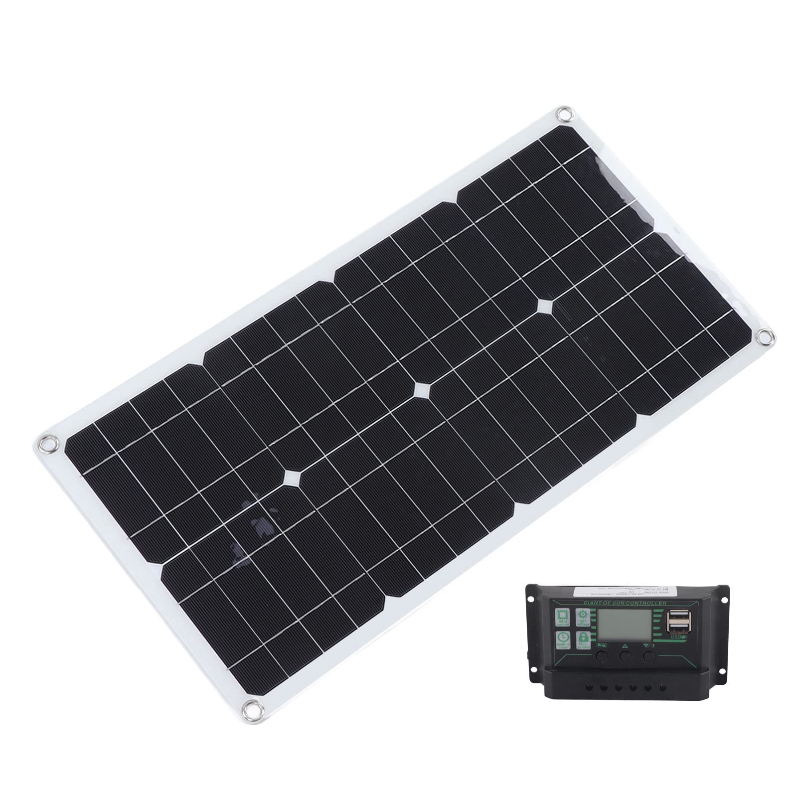 Solar Battery, 250W Monocrystalline Solar Panel Kit with 10A Charge Controller Dual USB Ports for RV Car Boat Battery Charging