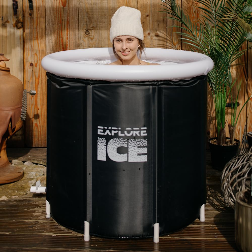 Explore Fitness Large Portable Ice Baths *Dec 2023 Upgrade* For Recovery/Cold Water Therapy Tub/Outdoor/Ice bath Tub For Athletes/Folding Bathtub Adult/Plunge Pool