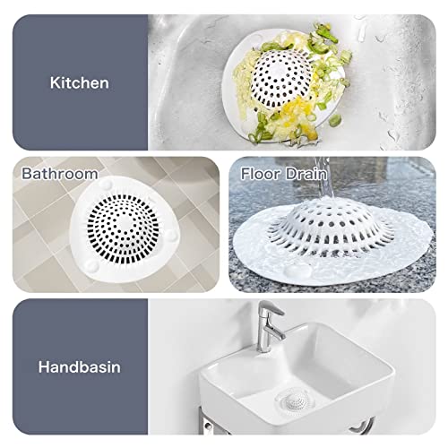 Shower Drain Cover Bathtub Hair Catcher Stopper Drain Strainers for Kitchen Sink Bathroom Tub 3 Pack White