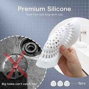 Shower Drain Cover Bathtub Hair Catcher Stopper Drain Strainers for Kitchen Sink Bathroom Tub 3 Pack White