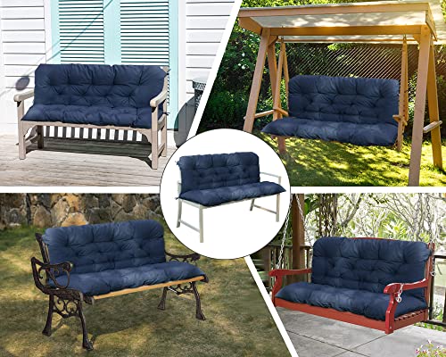 COSNUOSA Swing Replacement Cushions Waterproof Porch Swing Cushions 2-3 Seater Outdoor Swing Cushions for Outdoor Furniture Navy 60x40 Inches