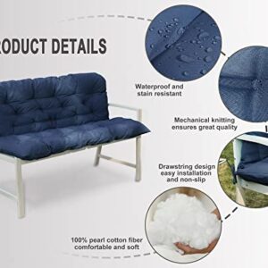 COSNUOSA Swing Replacement Cushions Waterproof Porch Swing Cushions 2-3 Seater Outdoor Swing Cushions for Outdoor Furniture Navy 60x40 Inches