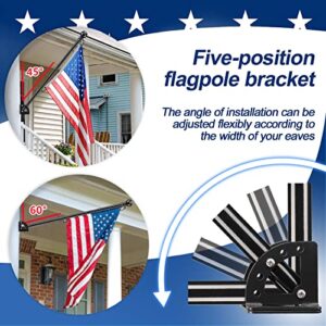 Flag Poles for Outside House - 5ft Tangle Free Flag Pole for House,Flagpoles Residential with Multi-Position Holder Bracket,Heavy Duty Flag Pole Kit High Wind Resistant for Outdoor,Porch,Truck-Black