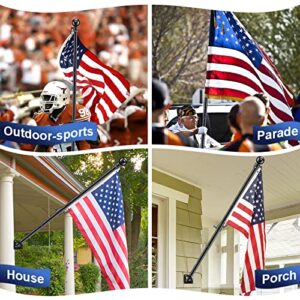 Flag Poles for Outside House - 5ft Tangle Free Flag Pole for House,Flagpoles Residential with Multi-Position Holder Bracket,Heavy Duty Flag Pole Kit High Wind Resistant for Outdoor,Porch,Truck-Black