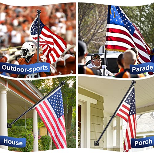 Flag Poles for Outside House - 5ft Tangle Free Flag Pole for House,Flagpoles Residential with Multi-Position Holder Bracket,Heavy Duty Flag Pole Kit High Wind Resistant for Outdoor,Porch,Truck-Black