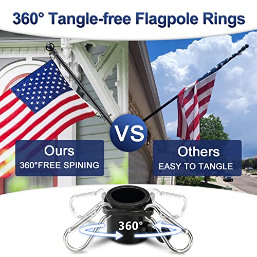 Flag Poles for Outside House - 5ft Tangle Free Flag Pole for House,Flagpoles Residential with Multi-Position Holder Bracket,Heavy Duty Flag Pole Kit High Wind Resistant for Outdoor,Porch,Truck-Black