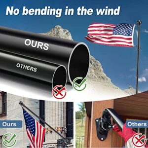 Flag Poles for Outside House - 5ft Tangle Free Flag Pole for House,Flagpoles Residential with Multi-Position Holder Bracket,Heavy Duty Flag Pole Kit High Wind Resistant for Outdoor,Porch,Truck-Black