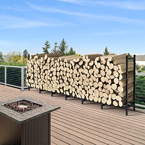 NANANARDOSO 8ft Firewood Rack with Cover, Heavy Duty Steel Construction, Weather Resistant, Adjustable Log Stacker Stand, Large Capacity, Waterproof for Wood Storage