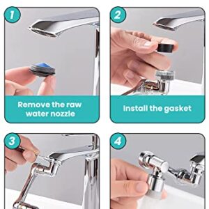 WIRELEL1080° Rotating Faucet Extender, Universal Splash Filter Faucet Aerator with 2 Water Flow Mode with Rubber Gaskets for Bathroom Kitchen Faucet