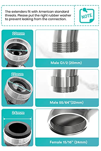 WIRELEL1080° Rotating Faucet Extender, Universal Splash Filter Faucet Aerator with 2 Water Flow Mode with Rubber Gaskets for Bathroom Kitchen Faucet