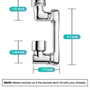 WIRELEL1080° Rotating Faucet Extender, Universal Splash Filter Faucet Aerator with 2 Water Flow Mode with Rubber Gaskets for Bathroom Kitchen Faucet