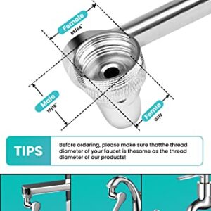 WIRELEL1080° Rotating Faucet Extender, Universal Splash Filter Faucet Aerator with 2 Water Flow Mode with Rubber Gaskets for Bathroom Kitchen Faucet