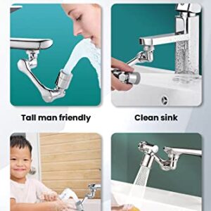 WIRELEL1080° Rotating Faucet Extender, Universal Splash Filter Faucet Aerator with 2 Water Flow Mode with Rubber Gaskets for Bathroom Kitchen Faucet