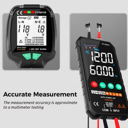 Homaisson Electrical Outlet Tester with GFCI, 3 Prong 120V AC Receptacle Tester & Socket Tester with LCD Voltage Display and Data Storage Function, 7 Common Wiring Problem Circuit Detection for Home