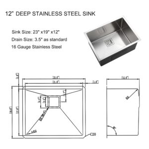 Undermount Bar Sink, BoomHoze 10 x 18 Inch Handmade Small Kitchen Bar Sink Single Bowl 16 Gauge Stainless Steel Bar Sink Deep Wet Bar Prep Sink RV Camper Sink