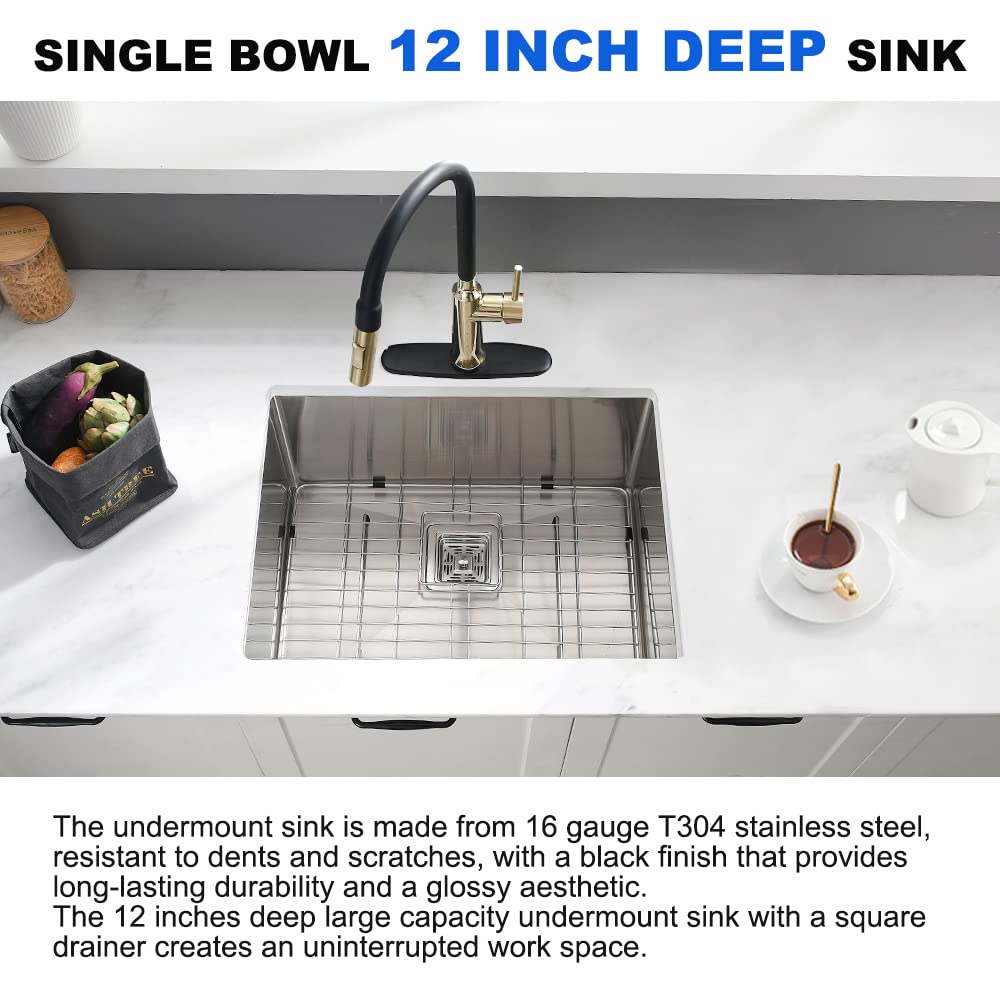 Undermount Bar Sink, BoomHoze 10 x 18 Inch Handmade Small Kitchen Bar Sink Single Bowl 16 Gauge Stainless Steel Bar Sink Deep Wet Bar Prep Sink RV Camper Sink