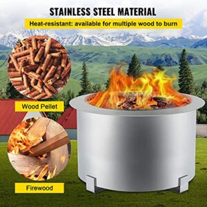 VEVOR Smokeless Fire Pit, Large 21.5 inch Diameter Wood Burning Fire Pit, Stainless Steel Stove Bonfire, Outdoor Stove Bonfire Fire Pit, Portable Smokeless Fire Bowl for Picnic Camping Backyard Silver