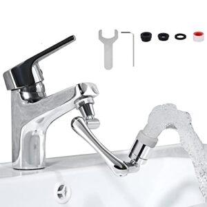 rotating faucet extender,1440° swivel robotic arm extension faucet with 2 spray functions, bathroom sink sprayer attachment for eye/hair/face and gargle portable washing