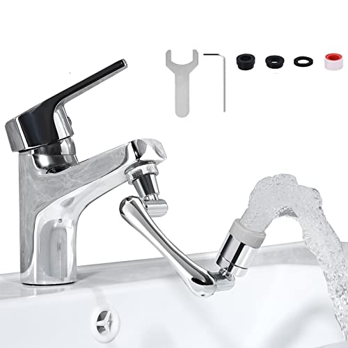 Rotating Faucet Extender,1440° Swivel Robotic Arm Extension Faucet with 2 Spray Functions, Bathroom Sink Sprayer Attachment for Eye/Hair/Face and Gargle Portable Washing