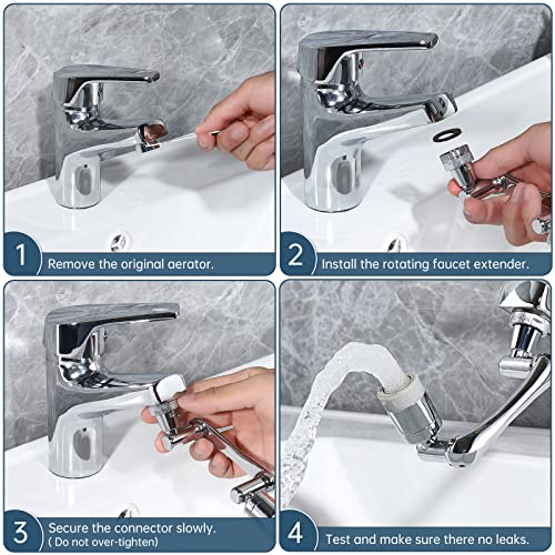 Rotating Faucet Extender,1440° Swivel Robotic Arm Extension Faucet with 2 Spray Functions, Bathroom Sink Sprayer Attachment for Eye/Hair/Face and Gargle Portable Washing