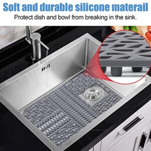 JUSTOGO Sink Protectors for Kitchen Sink,Silicone Sink Mat Grid Accessory,1 PCS Non-slip Grey Sink Mats for Bottom of Kitchen Farmhouse Stainless Steel Porcelain Sink (16.25"x 13")