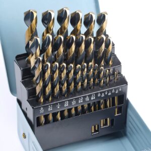 caroller drill bit set – 29-piece high-speed steel drill bits – durable drill sets with storage case for steel, wood, plastic, sheet metal