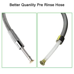 TBER Flexible Stainless Pre Rinse Hose Replacement Kit for All Brand Commercial Kitchen Sink Faucet with 7/8-20 UNEF Ends, 18” Dishwasher Hose Better for Less Than 25” Height Pre-Rinse Faucet