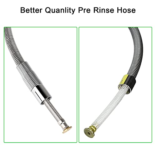 TBER Flexible Stainless Pre Rinse Hose Replacement Kit for All Brand Commercial Kitchen Sink Faucet with 7/8-20 UNEF Ends, 18” Dishwasher Hose Better for Less Than 25” Height Pre-Rinse Faucet