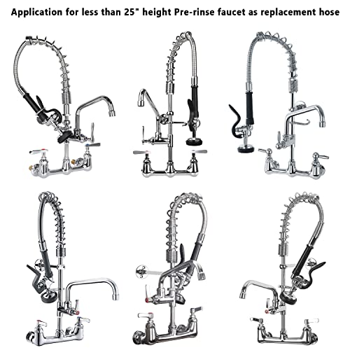 TBER Flexible Stainless Pre Rinse Hose Replacement Kit for All Brand Commercial Kitchen Sink Faucet with 7/8-20 UNEF Ends, 18” Dishwasher Hose Better for Less Than 25” Height Pre-Rinse Faucet