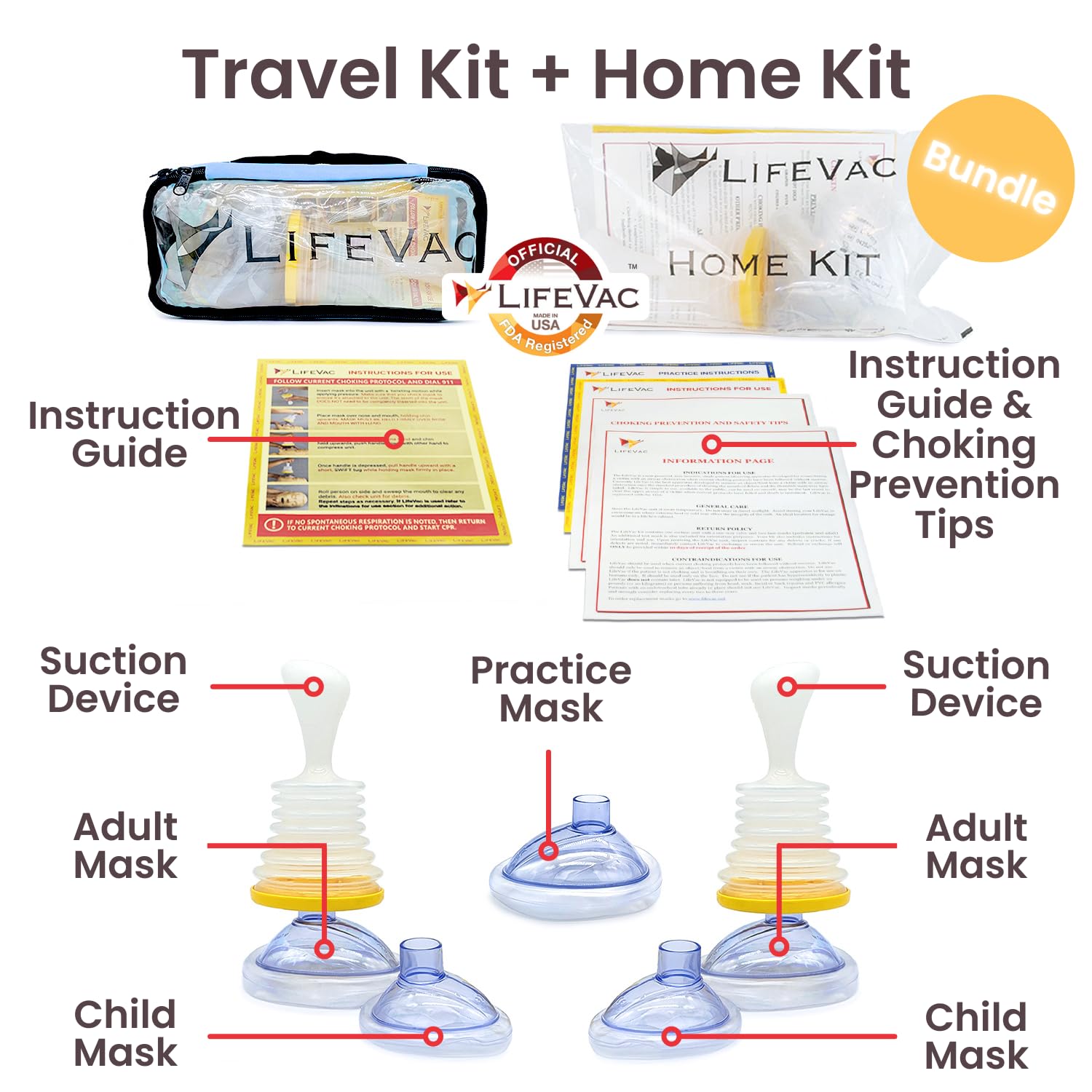 LifeVac - Choking Rescue Device Home Kit for Adult and Children First Aid Kit, Portable Choking Rescue Device, Home and Travel Combo Kits (Blue) Perfect for Baby Showers