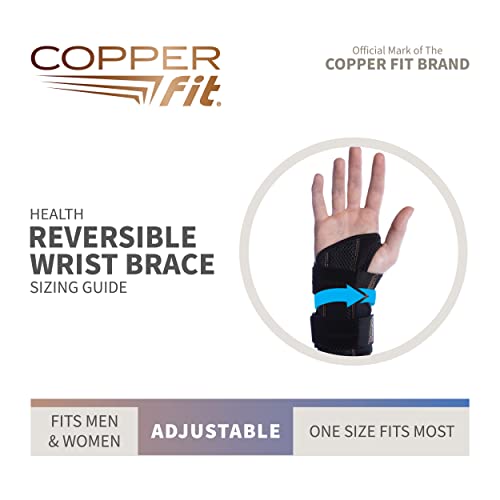 Copper Fit Health Unisex Reversible Wrist Brace with Stabilizer, Adjustable