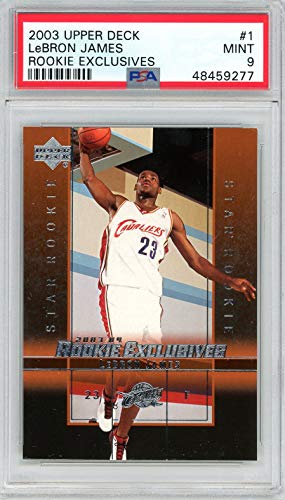 LeBron James 2003 Upper Deck Rookie Exclusives Basketball Card RC #1 Graded PSA 9 MINT