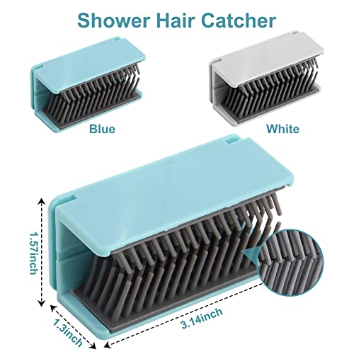 Shower Hair Catcher Wall, Dazzlewings Hair Catcher, Hair Trap for Shower Drain, Bathroom Wall Hair Collector for Bathtub Drain Reusable(Blue)